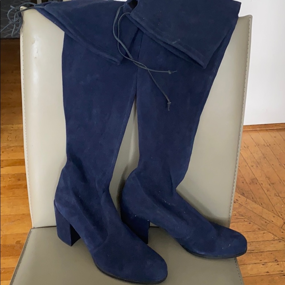 Over-The-Knee Stuart Weitzman Blue Suede Boots - Gem